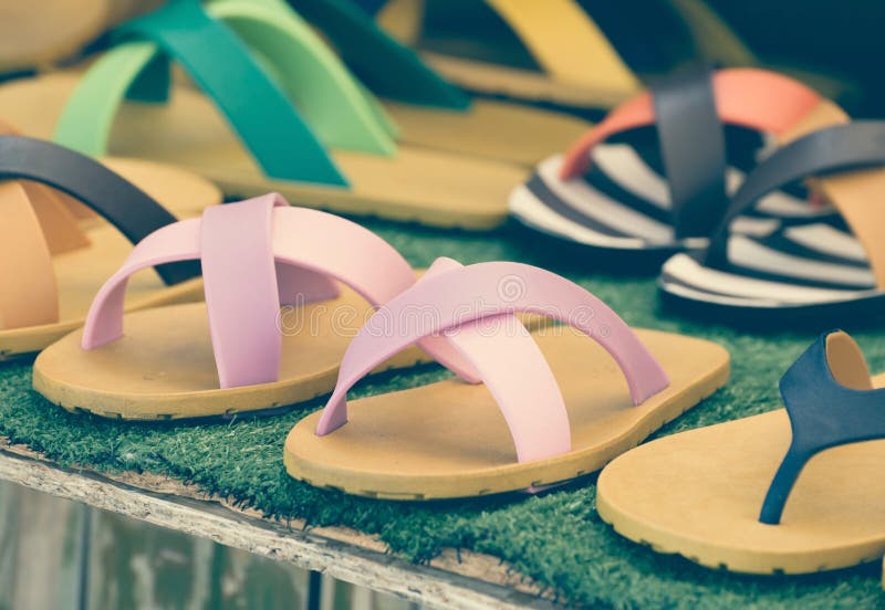 Flip Flop Sandals Retro Style Stock Photo - Image of bright ...