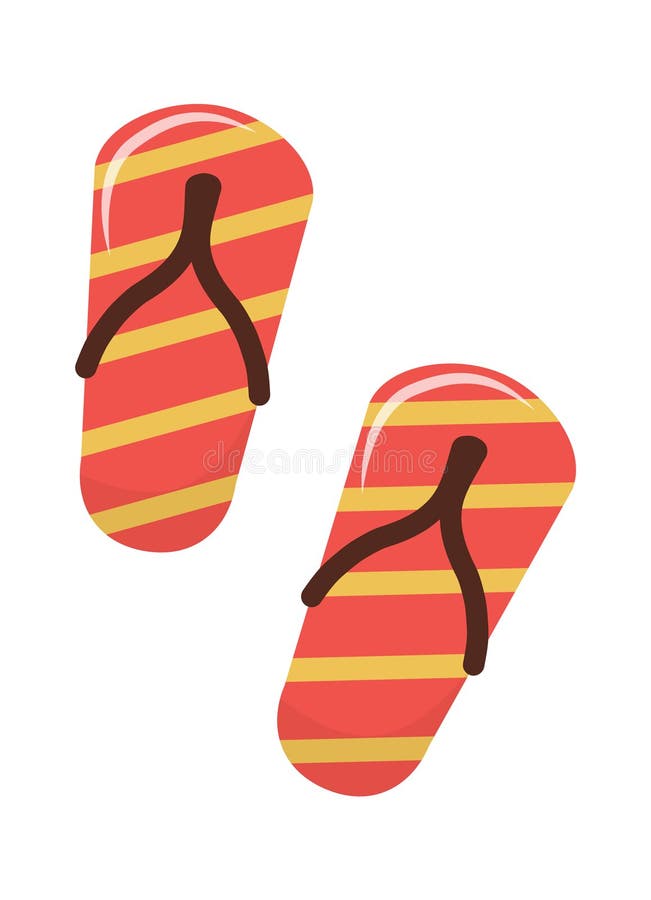 Flip Flops. Beach Sleepers Shoes Seaside Items. Vector Cartoon Items ...
