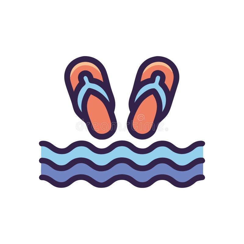 Flip Flops Floating on Ocean Waves Icon Stock Vector - Illustration of ...