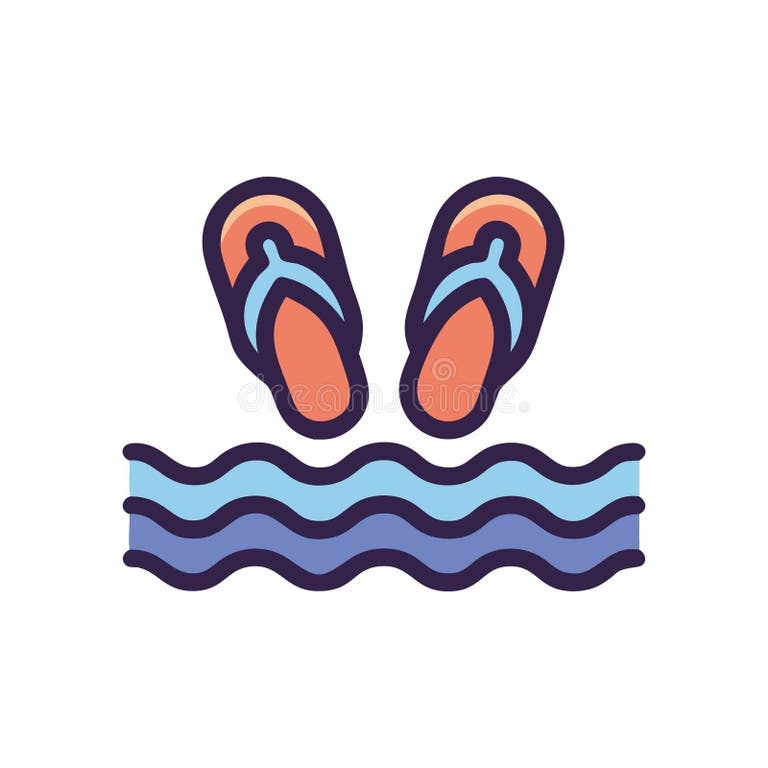 Flip Flops Floating on Ocean Waves Icon Stock Vector - Illustration of ...