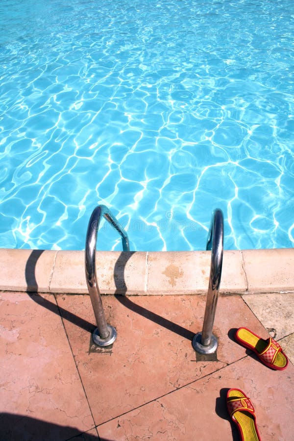 Flip-flops Near the Swimming Pool Stock Image - Image of pool, leisure ...