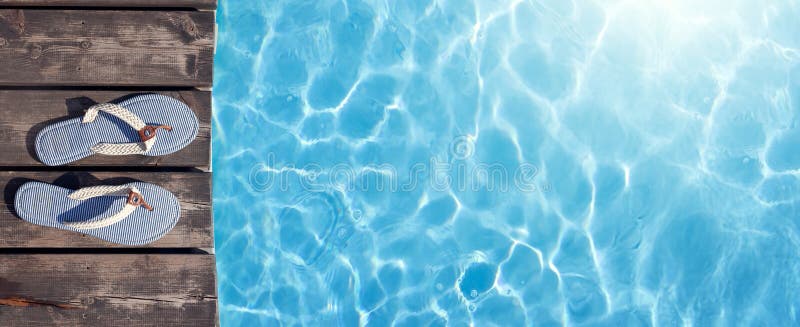 Flip Flops Near Swimming Pool Stock Image - Image of outdoor, healthy ...
