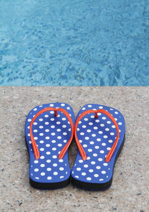 Flip-Flops by the Pool stock image. Image of dots, polka - 28669501