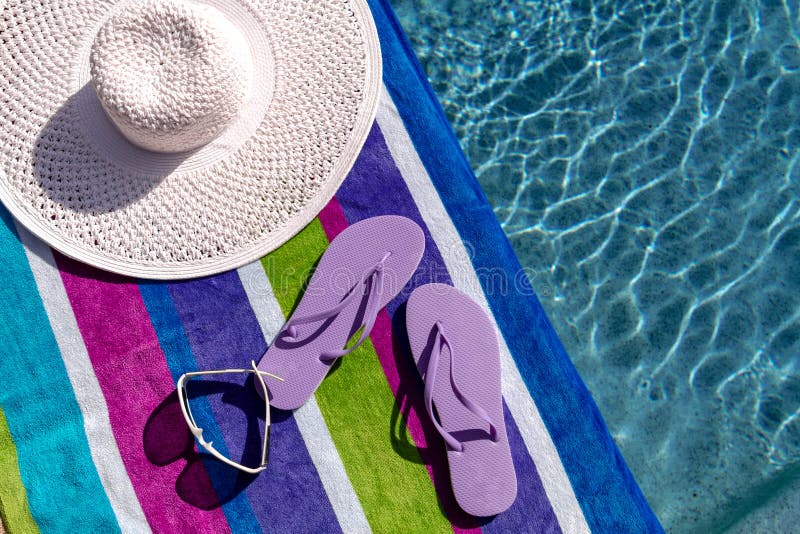 Flip Flops by the Pool stock photo. Image of shades, beachwear - 37629842