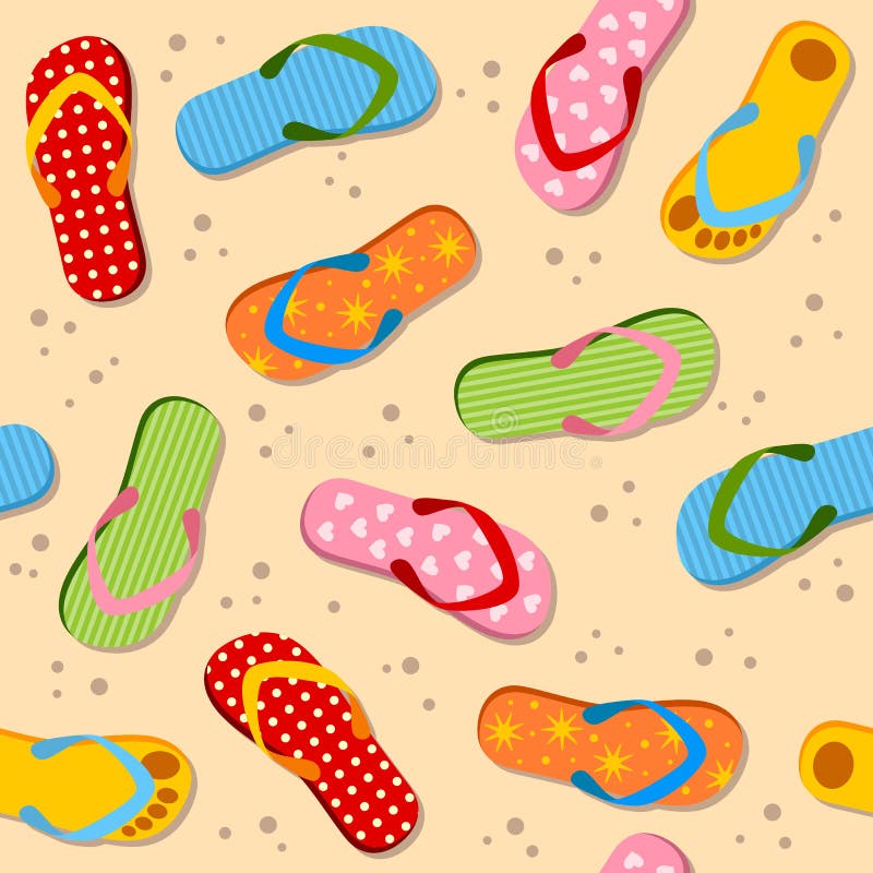 Flip Flops Seamless Pattern Stock Vector - Illustration of footwear ...