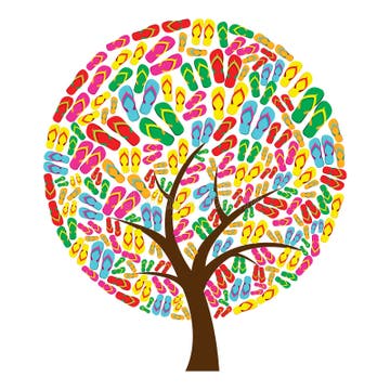 Flip flops in tree shape stock vector. Illustration of branch - 25130710