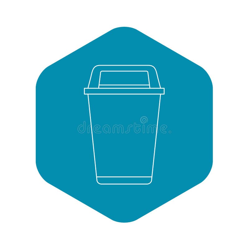 Flip Lid Bin Icon, Outline Style Stock Vector - Illustration of ...