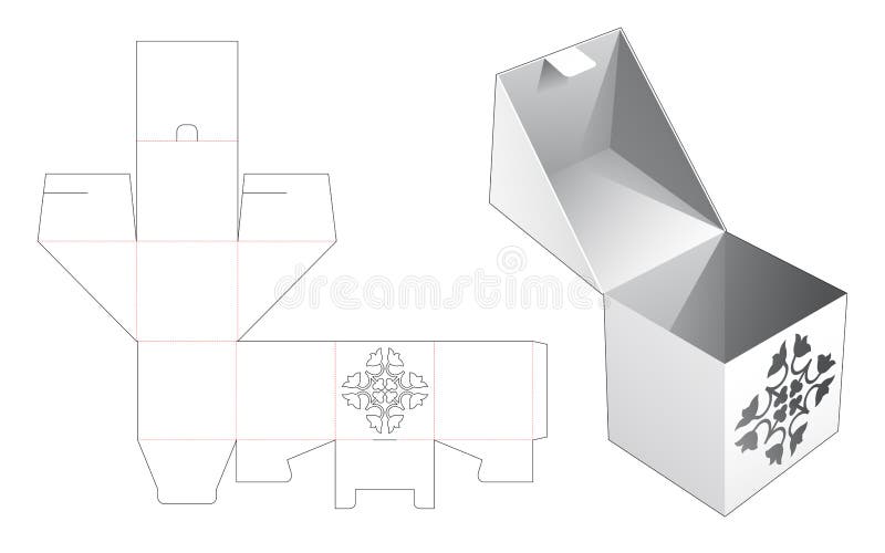 Flip Box with Hidden Stenciled Pattern Die Cut Template and 3D Mockup ...