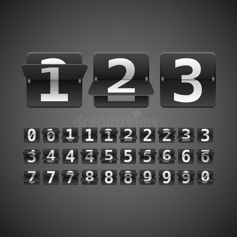 Flip Numbers Set vector illustratie. Illustration of tijdschema - 38640484