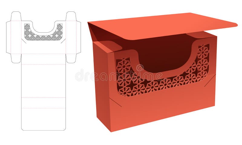 Flip Box with Hidden Stenciled Pattern Die Cut Template and 3D Mockup ...