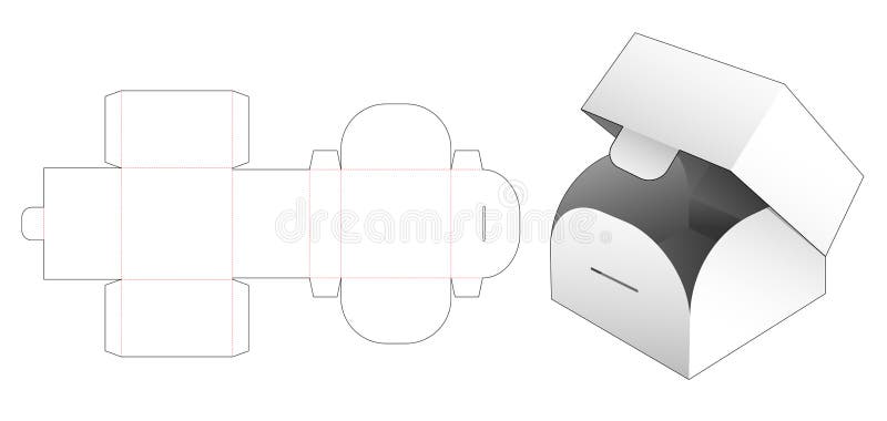 Flip Square Box Die Cut Template Stock Vector - Illustration of folding ...