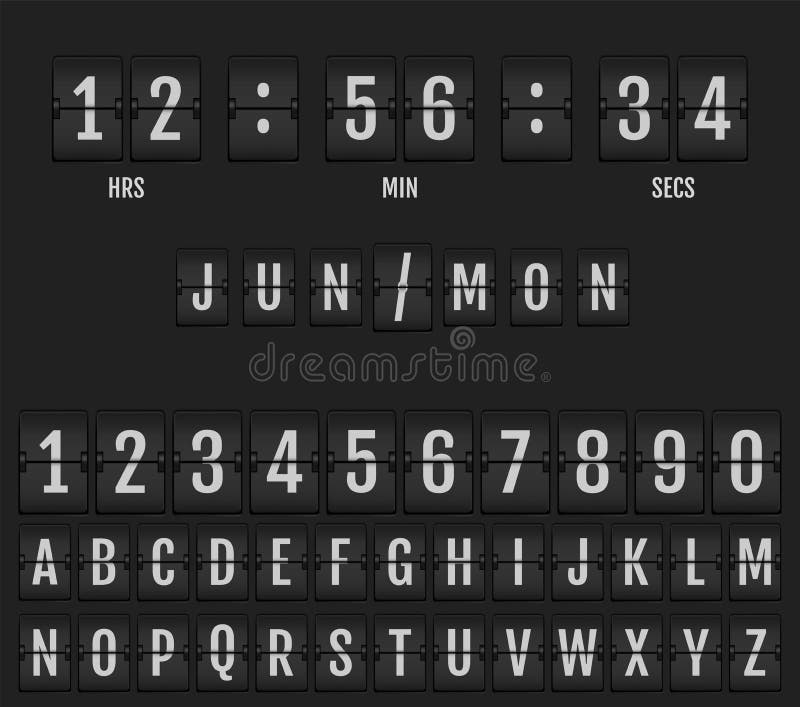 Flip Table Clock Calendar and Timer. Stock Vector - Illustration of ...