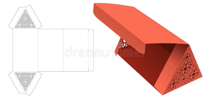 Flip Box with Stenciled Pattern on Top Flip Die Cut Template and 3D ...