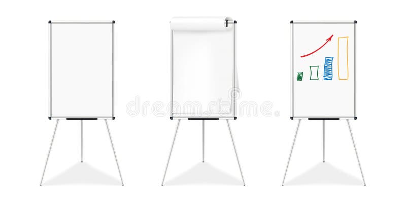 Flipchart Whiteboard Easel Tripod Stand. Vector Mock-up. Flip Chart ...