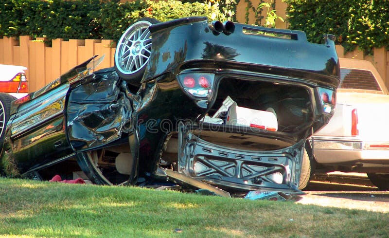 Flipped Over Car with Open Trunk Stock Photo - Image of transportation ...