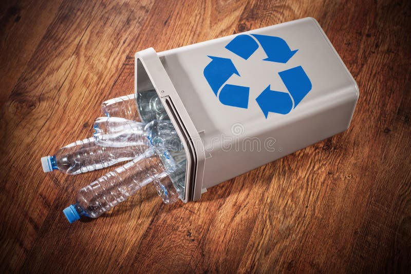 Flipped Recycle Bin Full of Plastic Bottles Stock Photo - Image of ...