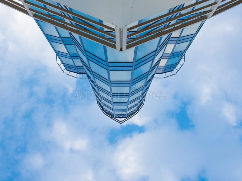 Flipped Upper Section of a Modern Building with Glass Facade Stock ...