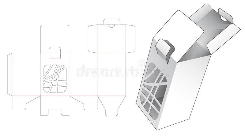 2 Flips Rectangular Box with Abstract Window Die Cut Template Stock ...