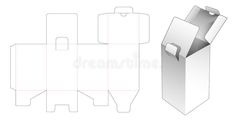 2 Flips Rectangular Box with Locked Point Die Cut Template Stock Vector ...