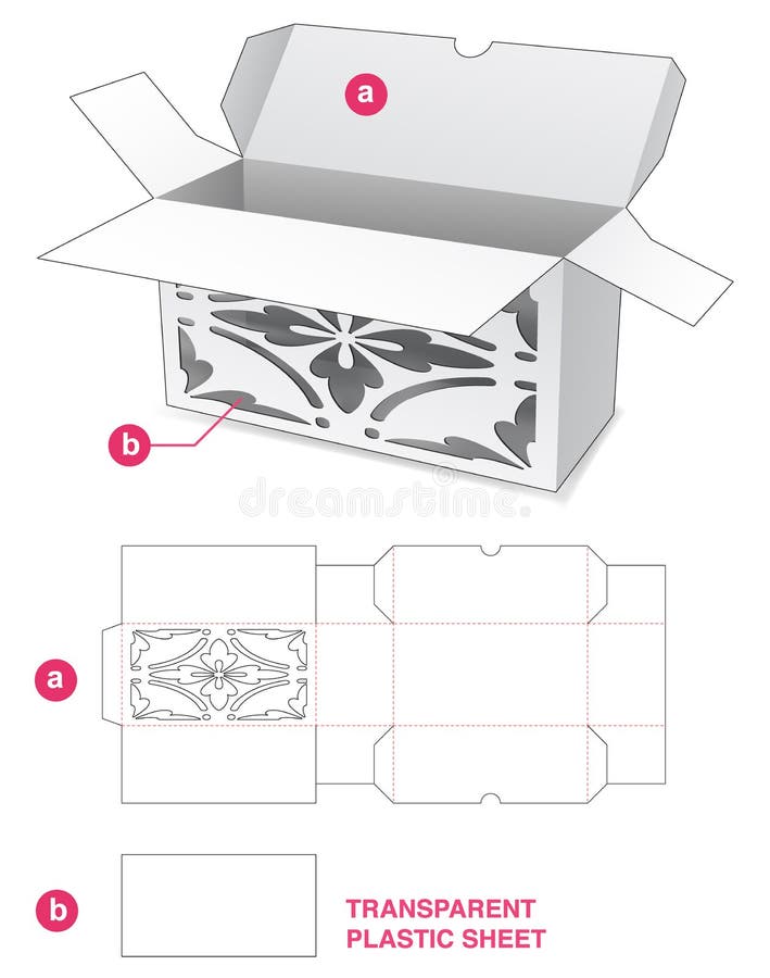2 Flips Short Box with Stenciled and Plastic Sheet Die Cut Template ...