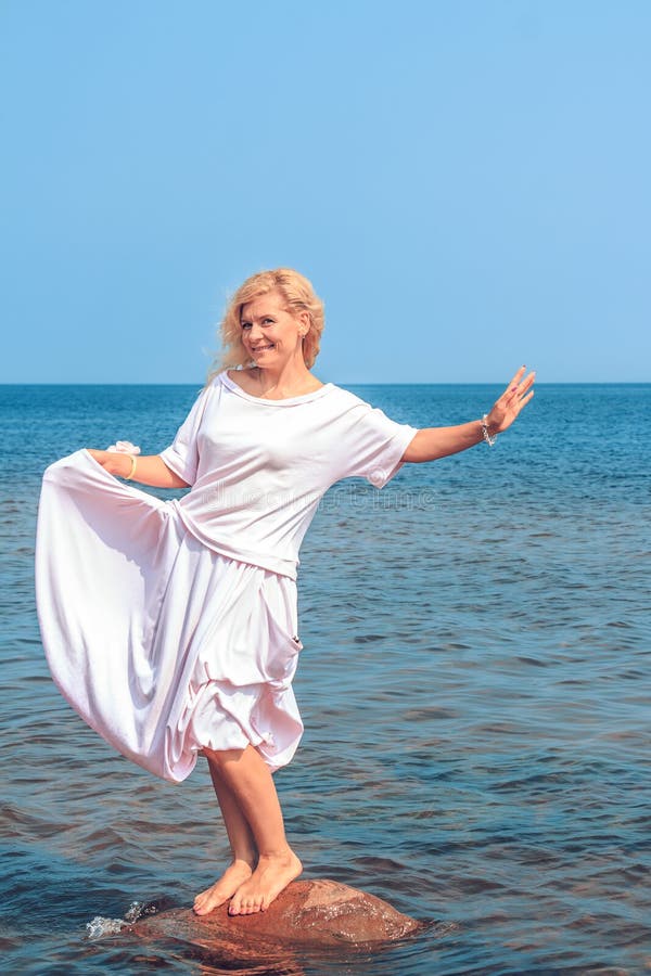 Flirting Woman on the Beach. Stock Image - Image of emotion, person ...