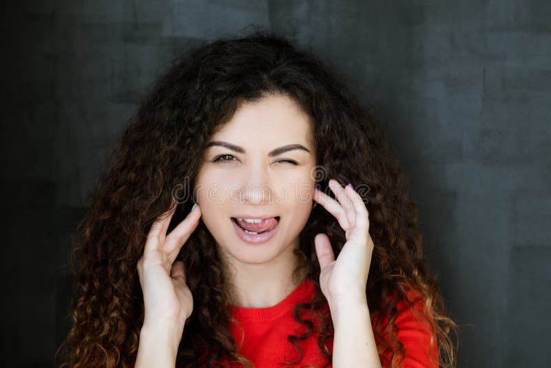 Flirty Young Woman Feels Pretty Stock Image Image Of Mental Curly
