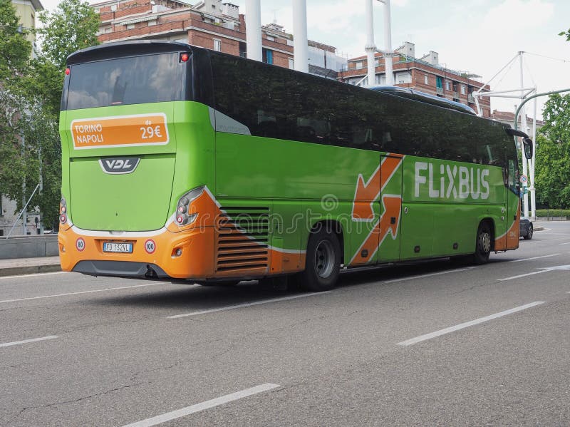 Flixbus bus in Turin editorial stock photo. Image of europe - 147538428