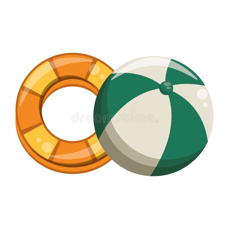 Float and Beach Ball Cartoon Isolated Stock Vector - Illustration of ...