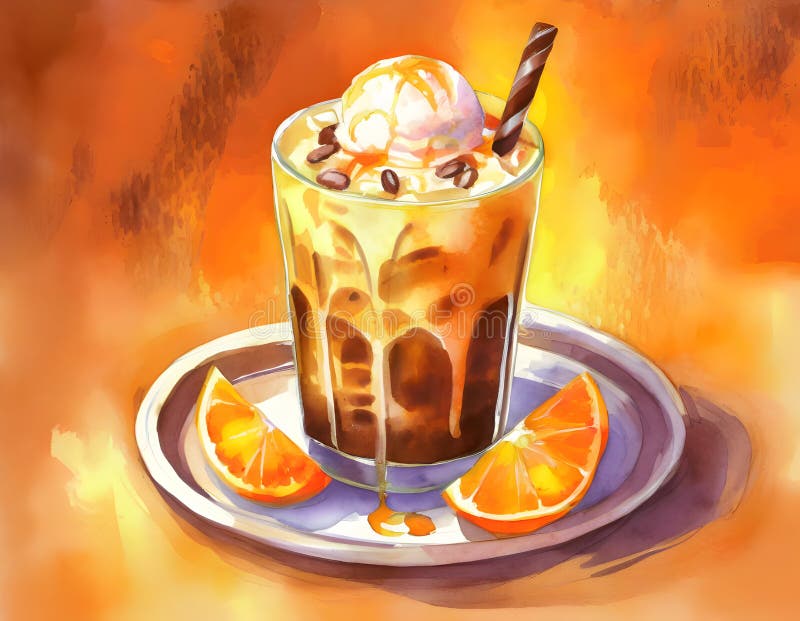 Float Ice Tea with Icecreem. Stock Illustration - Illustration of ...