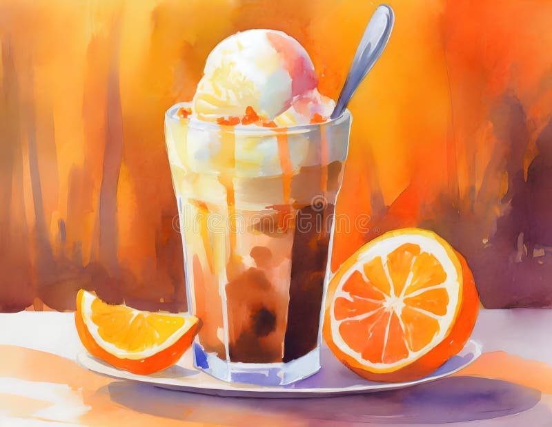 Float Ice Tea with Icecreem. Stock Illustration - Illustration of iced ...