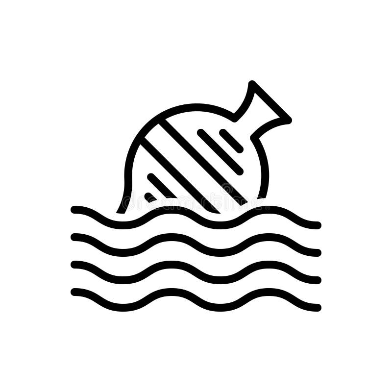 Black Line Icon for Float, Ocean and Garbage Stock Vector ...