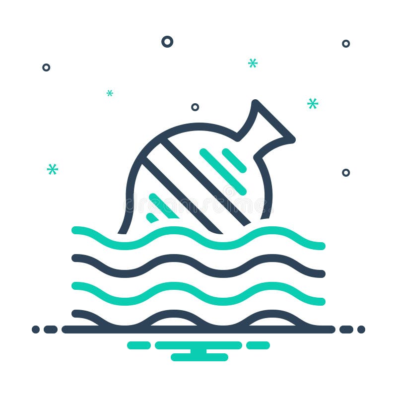 Mix Icon for Float, Ocean and Garbage Stock Illustration - Illustration ...