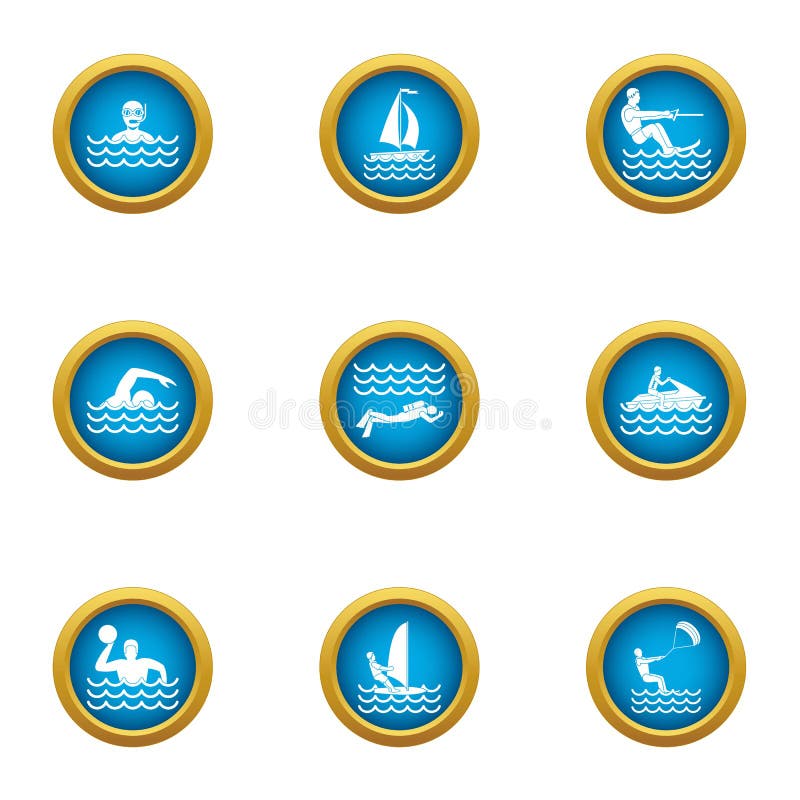 Float Icons Set, Flat Style Stock Vector - Illustration of aqua ...