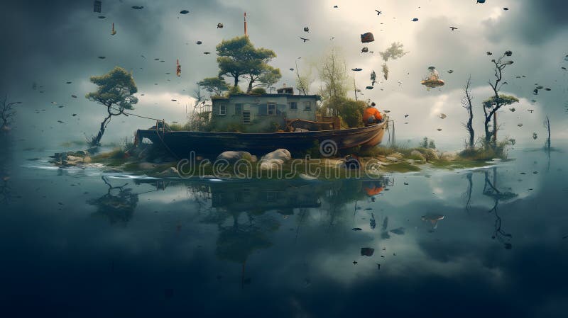 Float landscape stock illustration. Illustration of drawing - 299741563