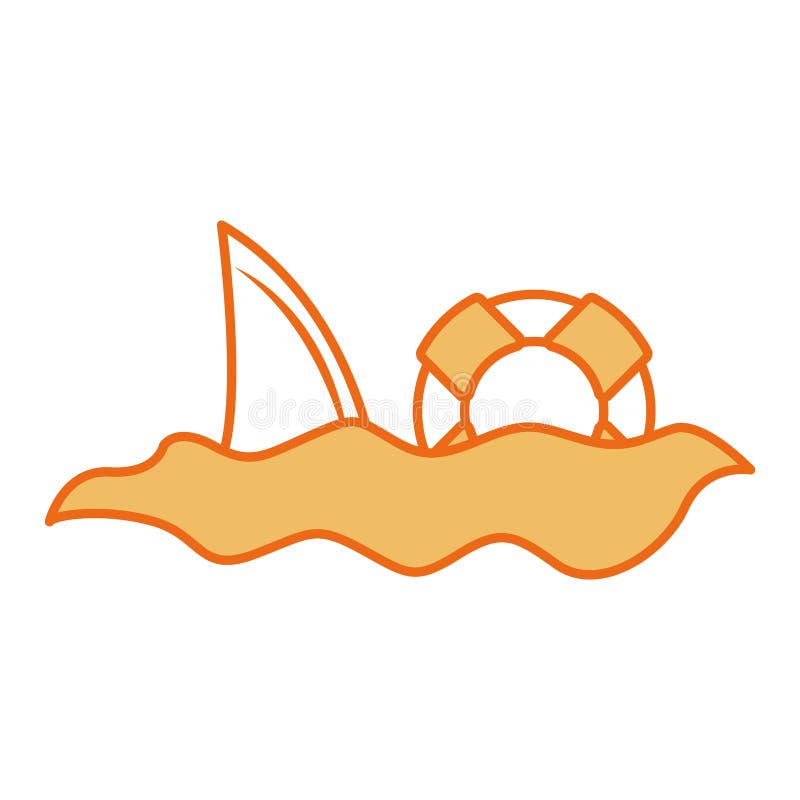 Float lifeguard with shark stock vector. Illustration of danger - 94421809