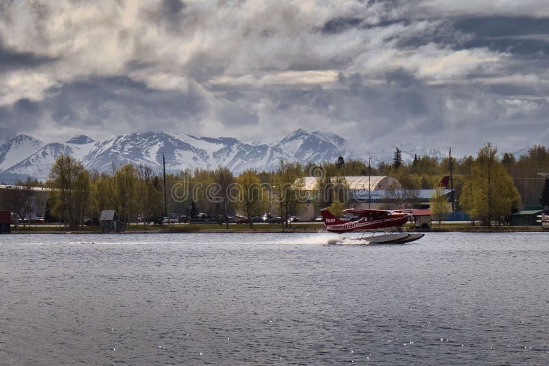 Float Plane Taking Off Water in Anchorage Editorial Photo - Image of ...