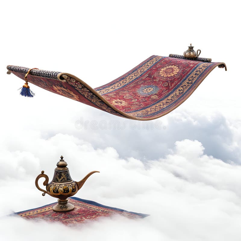 Floated Magic Carpet Isolated on White Background Stock Illustration - Illustration of design ...
