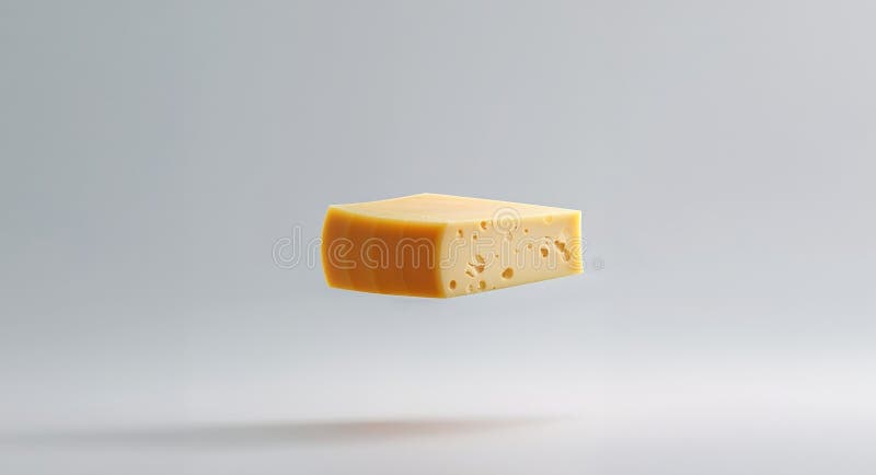 Floated Single Cheddar Cheese Slice Isolate on Transparency Background ...
