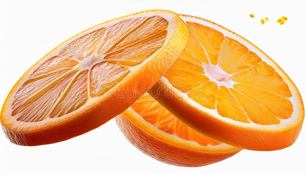 Floated Slices of Orange Falling Isolate on White Background PNG Stock ...