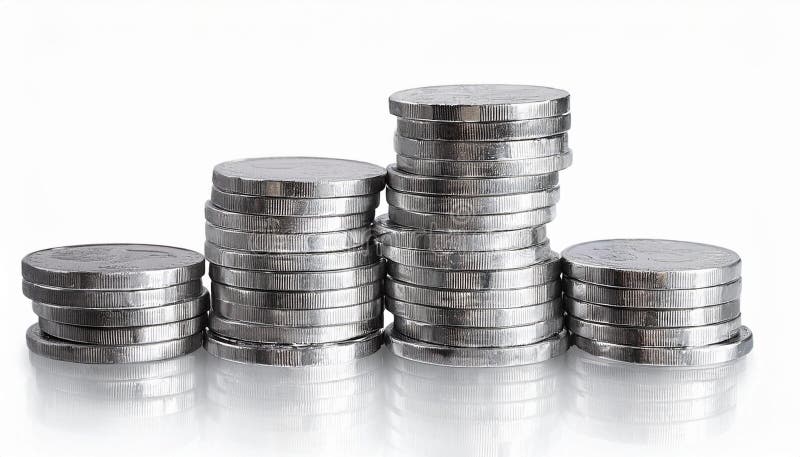 Floated Sliver Coins Isolate on White Background PNG Stock Illustration ...