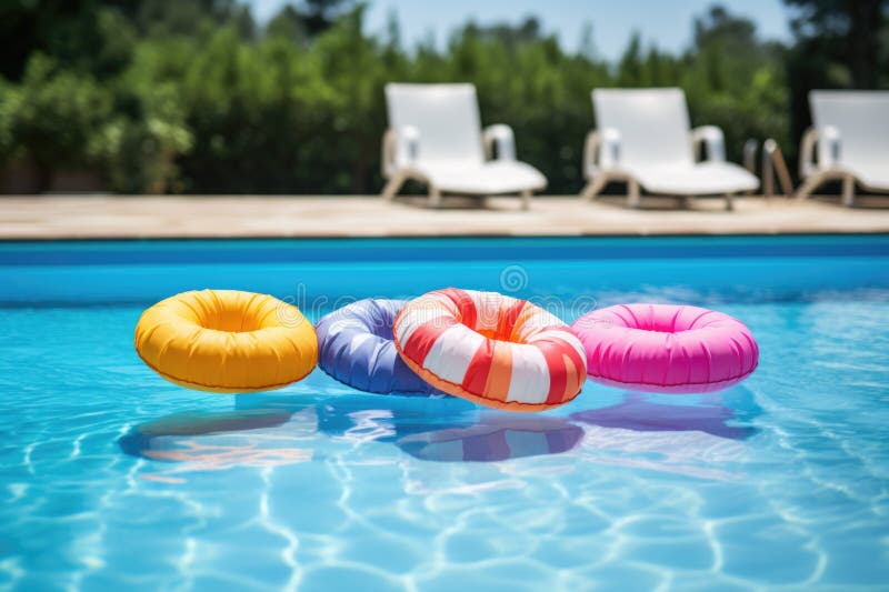 Floaties Next To a Swimming Pool Stock Illustration - Illustration of ...