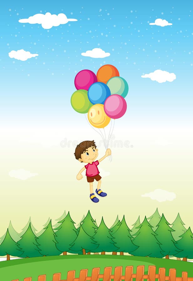 Kids Holding Balloons stock illustration. Illustration of cartoons ...