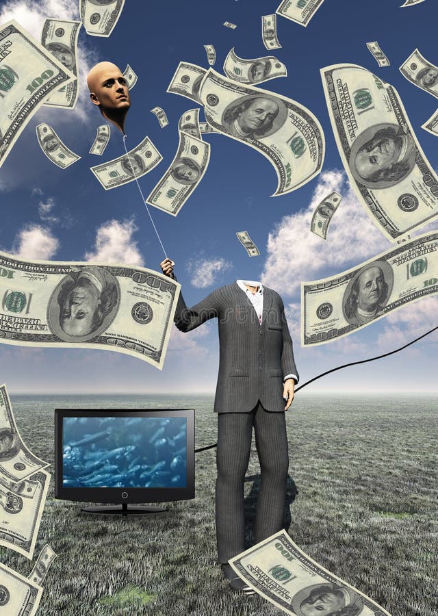 Headless Man with Floating Head Stock Illustration - Illustration of ...