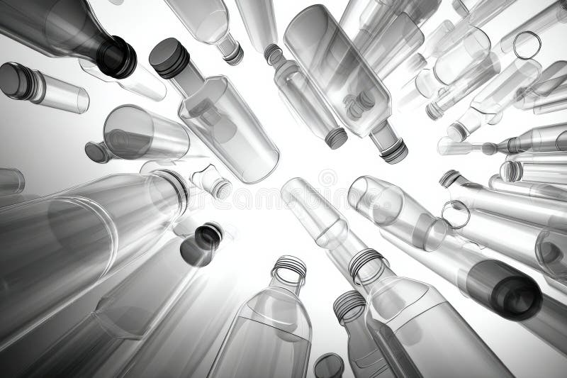 Floating Abstract 3D Plastic Bottles Create a Conceptual Layout Against ...
