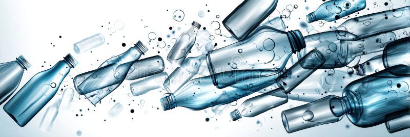 Floating Abstract 3D Plastic Bottles Create a Conceptual Layout Against ...