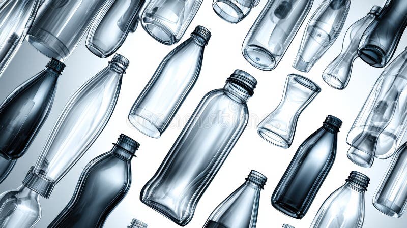 Floating Abstract 3D Plastic Bottles Create a Conceptual Layout on a ...