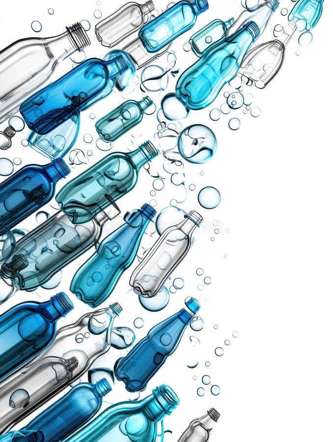 Floating Abstract 3D Plastic Bottles Create a Conceptual Layout in a ...