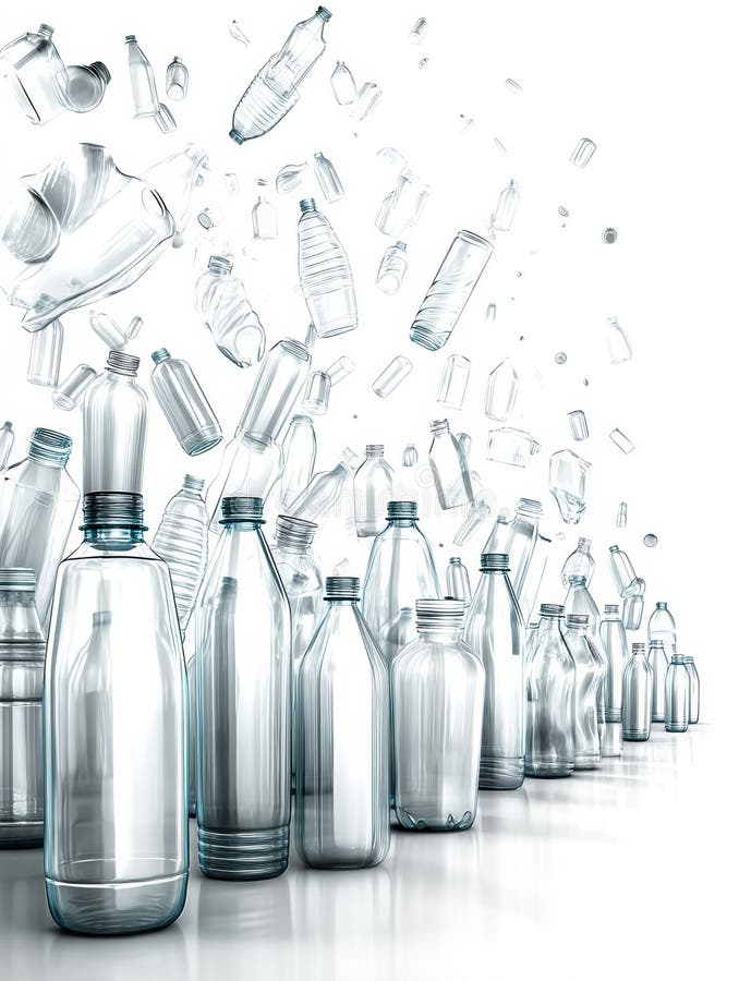 Floating Abstract 3D Plastic Bottles Create a Dynamic Arrangement ...