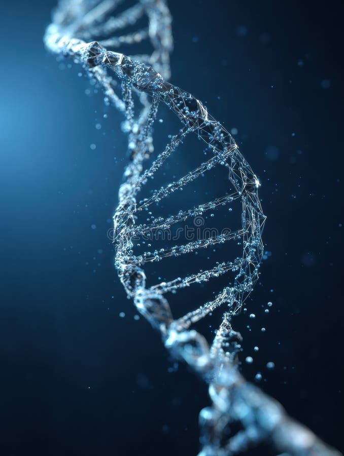 Floating Abstract DNA Helix in a Clear Blue Space Showcasing Intricate ...