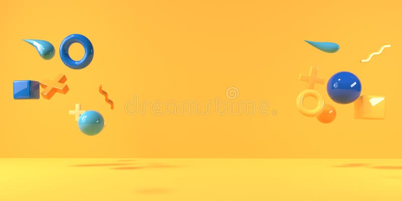 Floating Abstract Geometric Shapes - 3D Stock Illustration ...